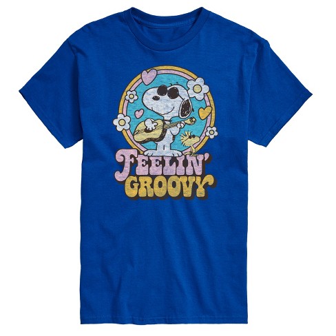 Men's Peanuts Feelin Groovy Snoopy And Woodstock Short Sleeve Graphic T ...