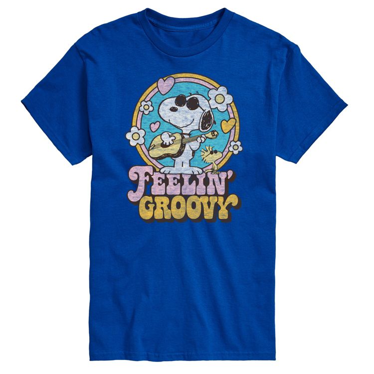 Men's Peanuts Feelin Groovy Snoopy And Woodstock Short Sleeve Graphic T ...