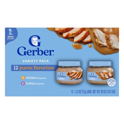Gerber Baby Food Stage 2 Meats Variety Pack Puree Jars - 30oz/12pk : Target