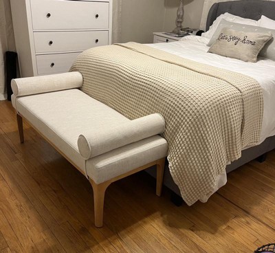 Randolph Bench With Bolster Pillows Linen - Threshold™ Designed With ...