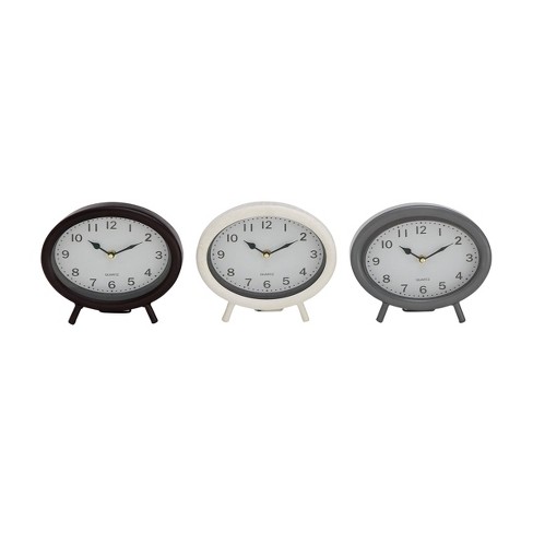 Olivia & May Set Of 3 Metal Clocks Black : Silent Iron Table Clocks ...