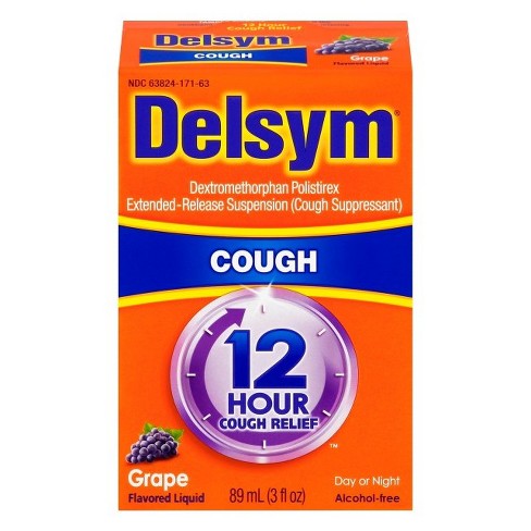 Delsym 12 Hr Cough Relief Liquid - Dextromethorphan - Grape - 3 Fl Oz ...