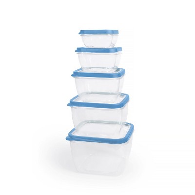 Lexi Home Square 10-Piece Airtight Plastic Food Storage Container Set ...