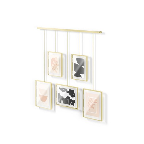 Umbra Set Of 5 Exhibit Gallery Picture Frames Matte Brass: Modern Wall ...