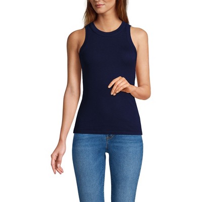 Lands' End Women's Drapey Rib Skimming Tank Top - Medium - Deep Sea ...