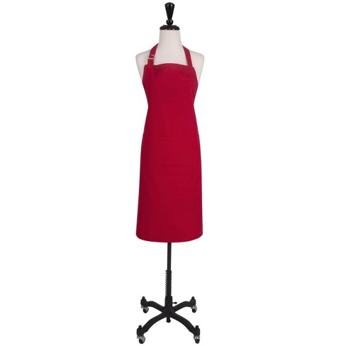 Kaf Home 100% Cotton Washable Solid D-ring Apron, Cherry : Target
