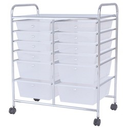 Costway 3 Drawers Metal Rolling Storage Cart Scrapbook Supply & Paper ...