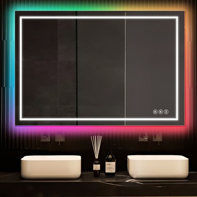 Cecil 47"×32" Led Color Changing Lighted Mirror, Bedroom Living Room ...