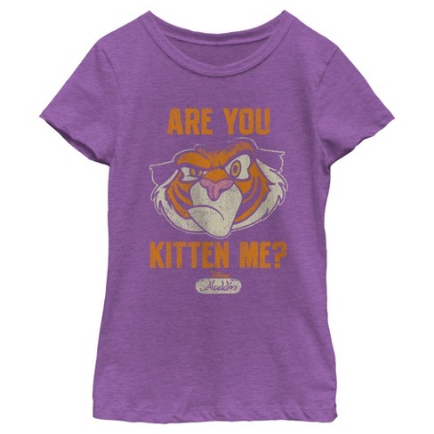 Girl's Aladdin Rajah Are You Kitten Me T-shirt - Purple Berry - Small ...