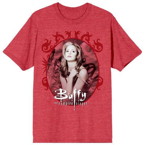 Buffy The Vampire Slayer Buffy In Oval Frame Crew Neck Short Sleeve Red ...