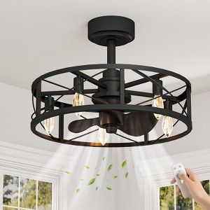 20 Inch Fandelier Caged Ceiling Fans with Lights and Remote, 10%-100% ...