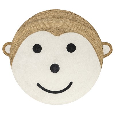 Nuloom Weylyn Monkey Handwoven Kids Jute Area Rug, Round 6', Ivory : Target
