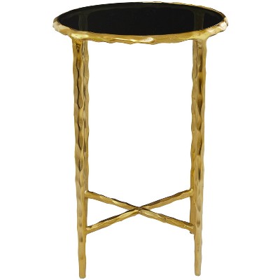 Contemporary Metal And Marble Pedestal Accent Table Gold - Olivia & May ...
