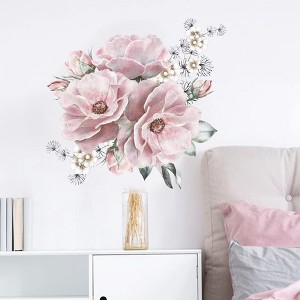 COZONY Removable Peony Flower Wall Stickers, Floral Peel Stick ...
