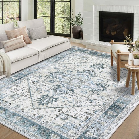 Vintage Persian Rug Floral Boho Non Slip Non Shedding Carpet Rugs For ...