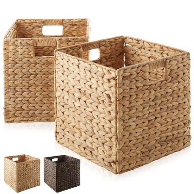 Casafield 12" X 12" Water Hyacinth Storage Baskets - Set Of 2 ...