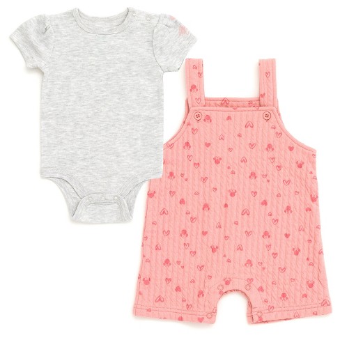 Disney Minnie Mouse Newborn Baby Girls Bodysuit And Short Overalls ...