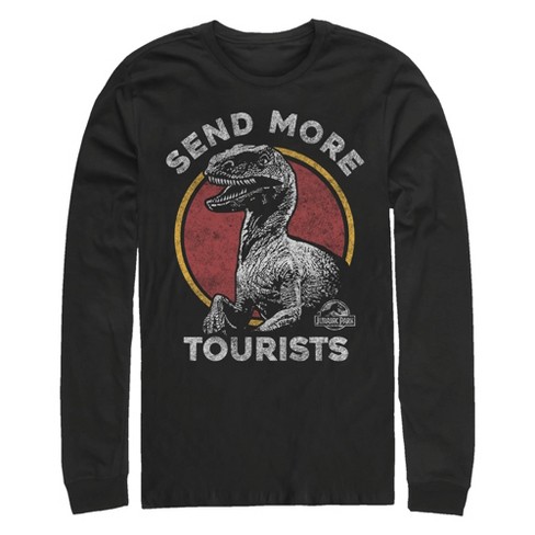 Men's Jurassic Park Send Me More Tourists Long Sleeve Shirt - Black ...