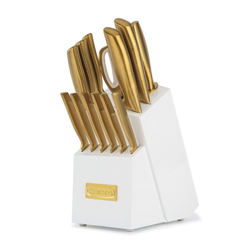 Cuisinart Classic 15pc Gold Pvd Stainless Steel Cutlery Block Set White ...