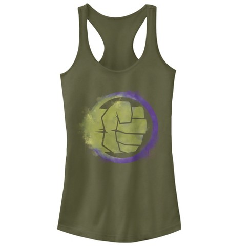 Juniors Womens Marvel Avengers: Endgame Smudged Hulk Racerback Tank Top ...