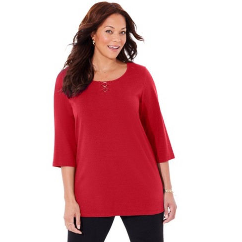 Catherines Women's Plus Size Suprema Studio Double-ring Tee - 5x ...