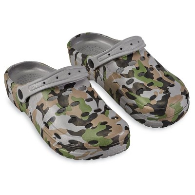 Collections Etc Men's Grey Multi Camo Rubber Comfort Clogs : Target