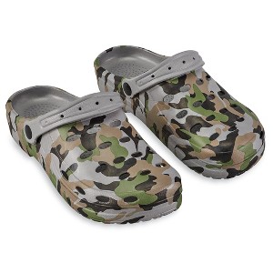 Collections Etc Men's Grey Multi Camo Rubber Comfort Clogs : Target