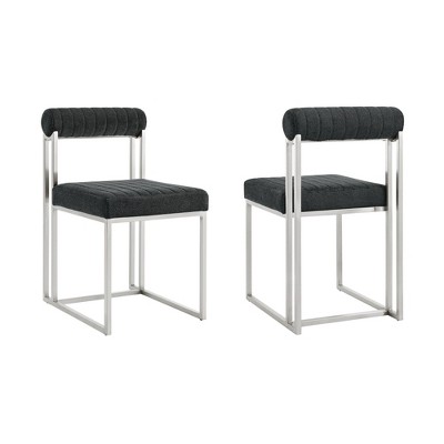 Armen Living Set Of 2 Anastasia Iron And Fabric Dining Chairs Matte ...
