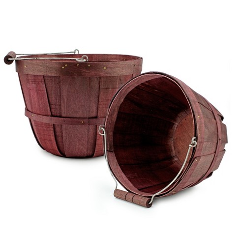 Cornucopia Brands Round Dark Brown Wood Baskets, 2pk; Wooden Fruit ...