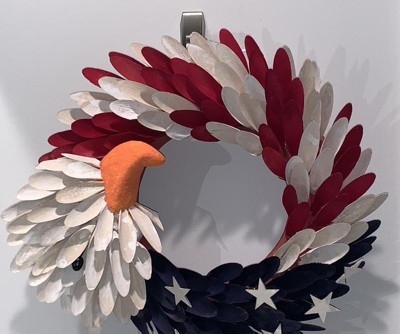 Collections Etc Wooden 4th Of July Patriotic Eagle Door Wreath : Target