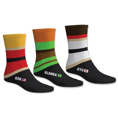 Rubber Road Street fighter adult Socks 3-pack (ken/blanka/ryu) : Target