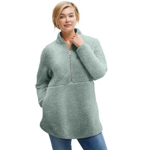 Ellos Women's Plus Size Half-zip High Pile Fleece Pullover : Target