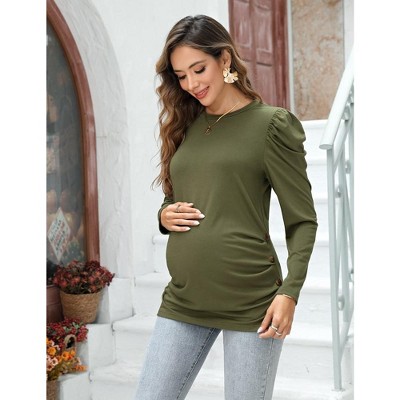 WhizMax Maternity Shirts Side Button and Ruched Maternity Tunic Tops ...