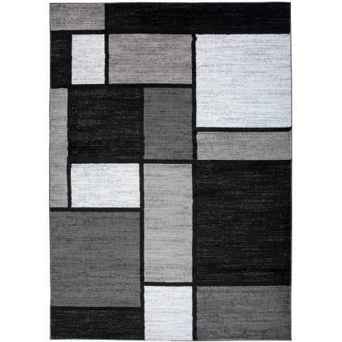 World Rug Gallery Contemporary Modern Boxed Color Block Gray 5'3"x7'3 ...
