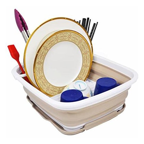 Sammart 8l (2.1 Gallons) Collapsible Plastic Dish Drainer With Drainer ...