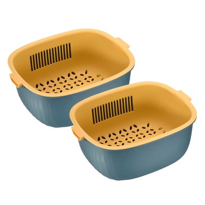 Unique Bargains Kitchen Colander With Bowl Set Plastic Dual Layer Drain ...