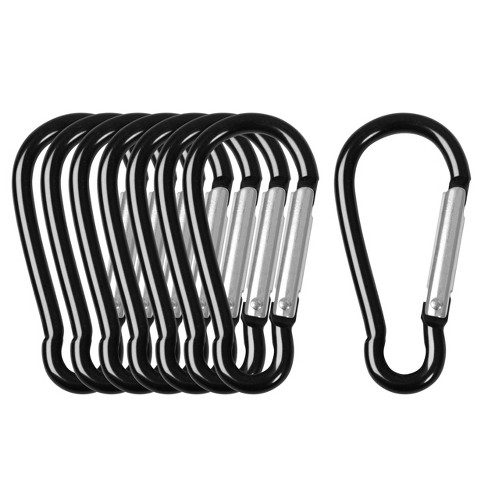Unique Bargains Aluminum Hiking D-ring Keychain Carabiner Hook Black 2. ...