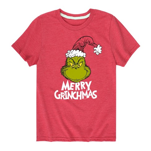 Boys' - Dr. Seuss - The Grinch Merry Grinchmas Short Sleeve Graphic T ...