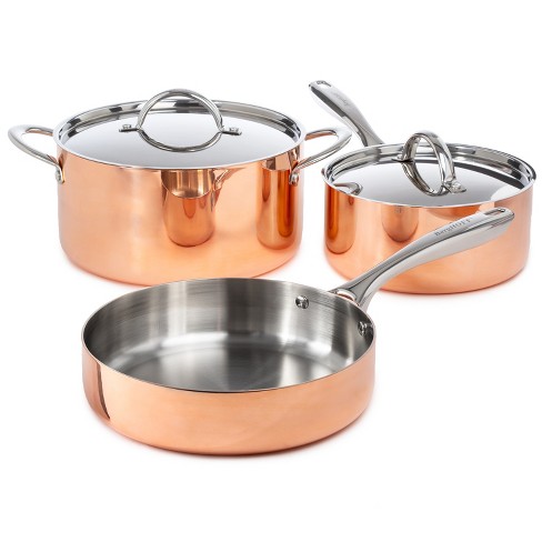 Berghoff Vintage 5pc Tri-ply Copper Cookware Set With Lids, Polished ...