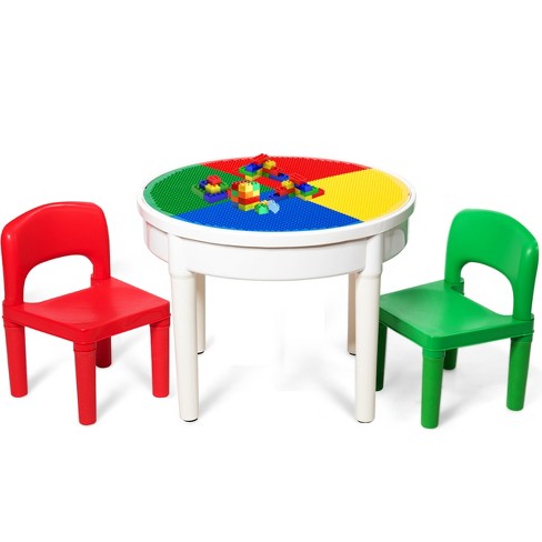 Costway 3 In 1 Kids Activity Table Set Water Craft Building Brick Table ...