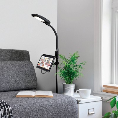 LED Floor Lamp with USB and Tablet Stand Black - OttLite: Modern ...