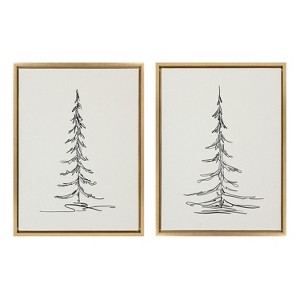 Kate and Laurel Sylvie Minimalist Evergreen Trees Sketch Framed Canvas ...