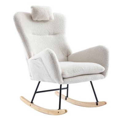 Nicbex Teddy Fabric Glider Rocking Chair,upholstered Nursery Rocking ...