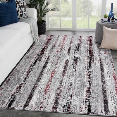 Luxe Weavers Abstract Striped Area Rug, Red 5x7 : Target