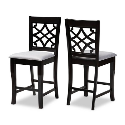 Set Of 2 Calista Barstool Gray/espresso - Baxton Studio : Target