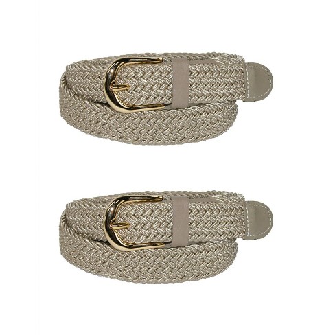 Ctm Women's Elastic Braided Stretch Belt (pack Of 2) : Target