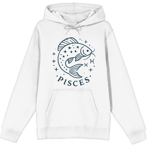Pisces Zodiac Fish With Glitter Adult White Long Sleeve Hoodie-xl : Target