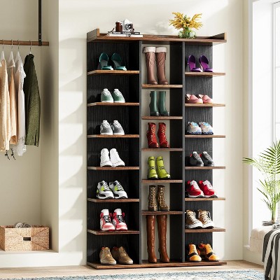 Costway 7-tier Shoe Rack Free Standing Shelf Storage Tower Rustic Brown ...