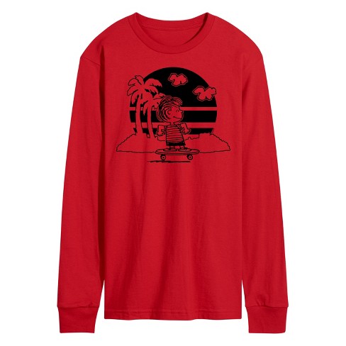 Men's Peanuts Linus Skateboarding Long Sleeve Graphic T-shirt - Red - X ...
