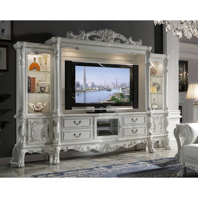 3pc Tara Entertainment Set With Open Shelving Distressed White ...